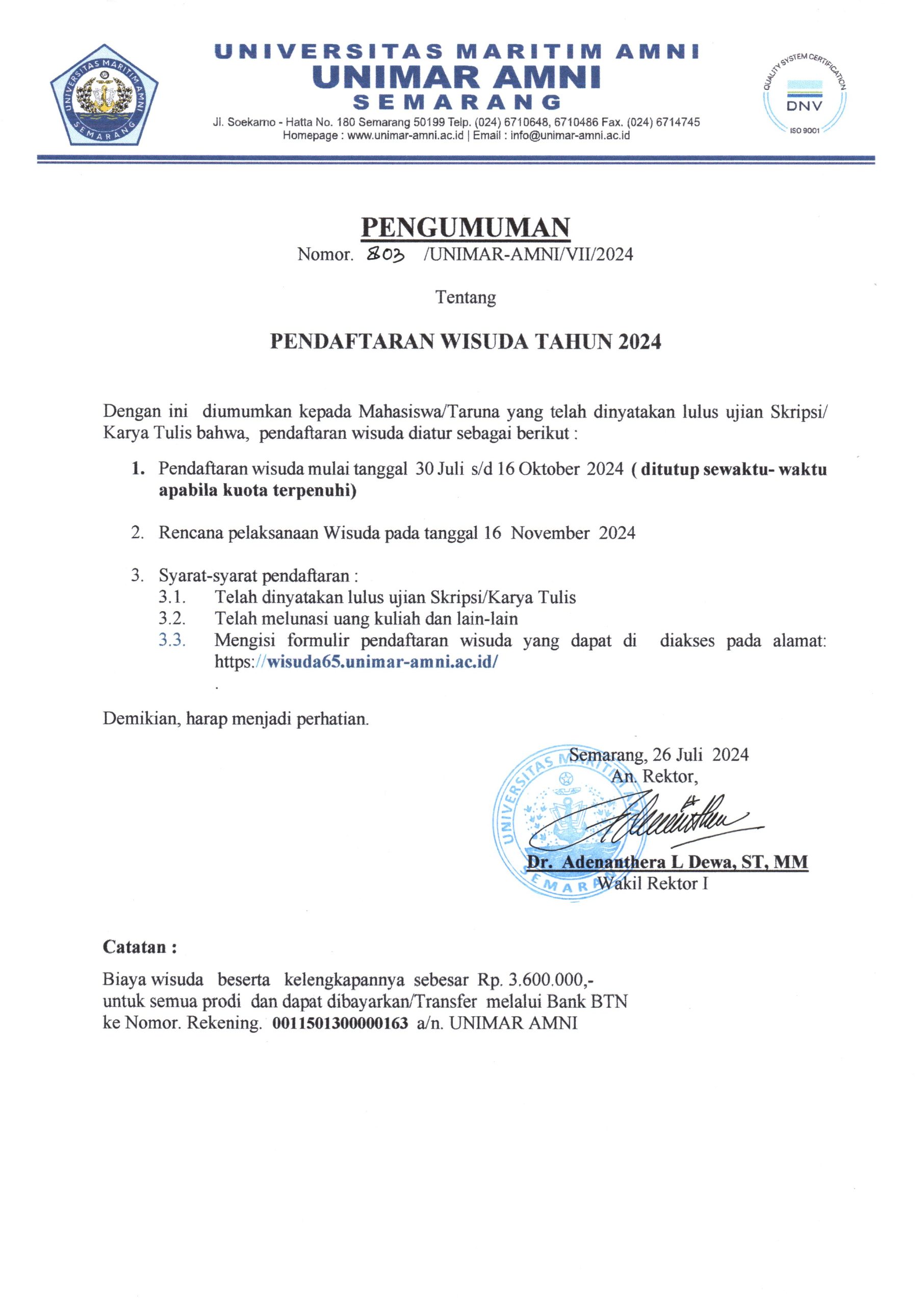 Wisuda UNIMAR AMNI Ke 65 – UNIMAR AMNI SEMARANG